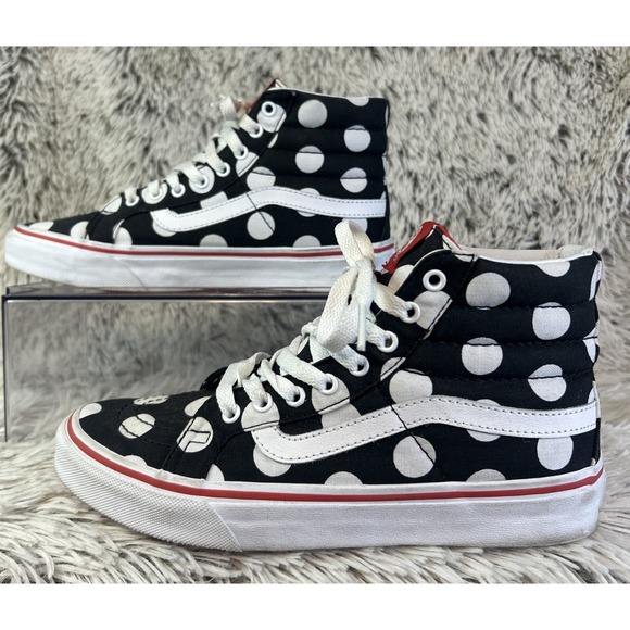 Vans | Shoes | Vans Sk8 Hi Polka Dot Black White Off The Wall W 65 M 5 ...